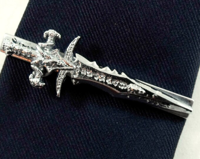 Tie Clip Tie Bar Large Silver Sword Pendant Mens Accessories - Etsy