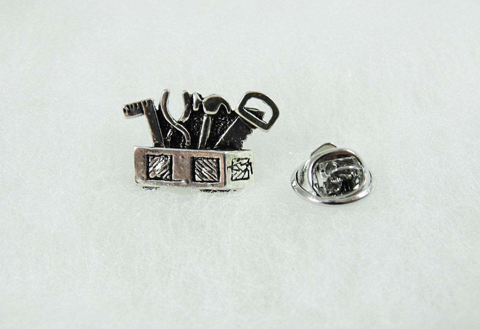 Tie Tack or Lapel Pin Toolbox Carpenters Silver Pin - Etsy UK