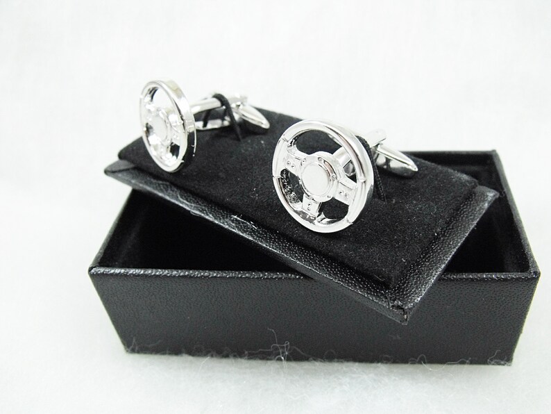 Mens Cufflinks Silver Sports Car Steering Wheel Cufflinks - Etsy