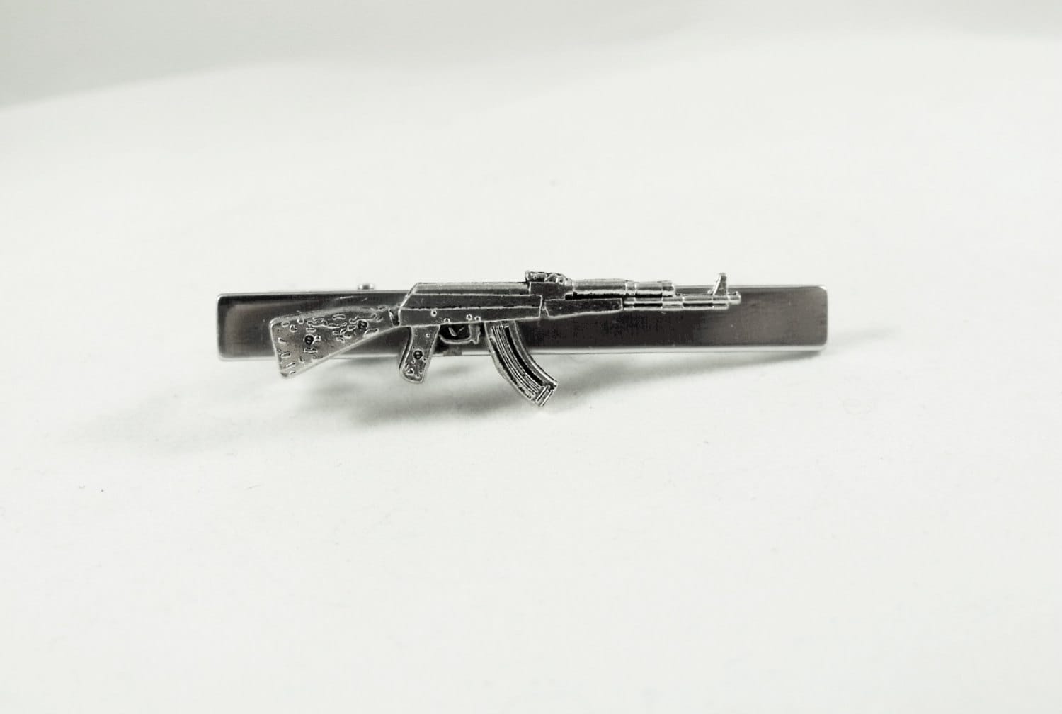 Tie Bar Tie Clip Silver Assault Rifle AK-47 Mens Accessories - Etsy