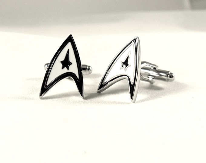 Star Trek Men's Silver Plated Cufflinks With Star-fleet Command Design ...