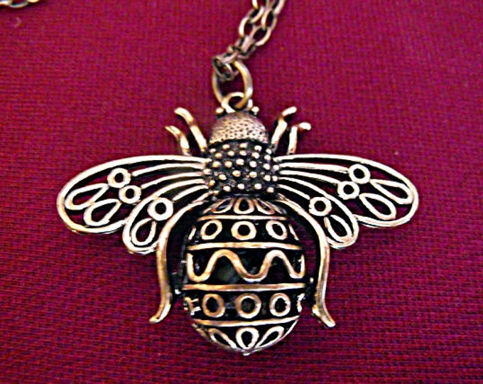 Bronze Pendant Necklace, Steampunk Large Bronze Bee Necklace Mens ...
