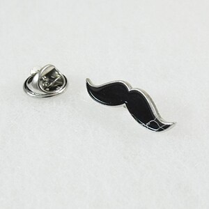 Tie Tack or Lapel Pin Small Silver and Black Enamel Mustache - Etsy