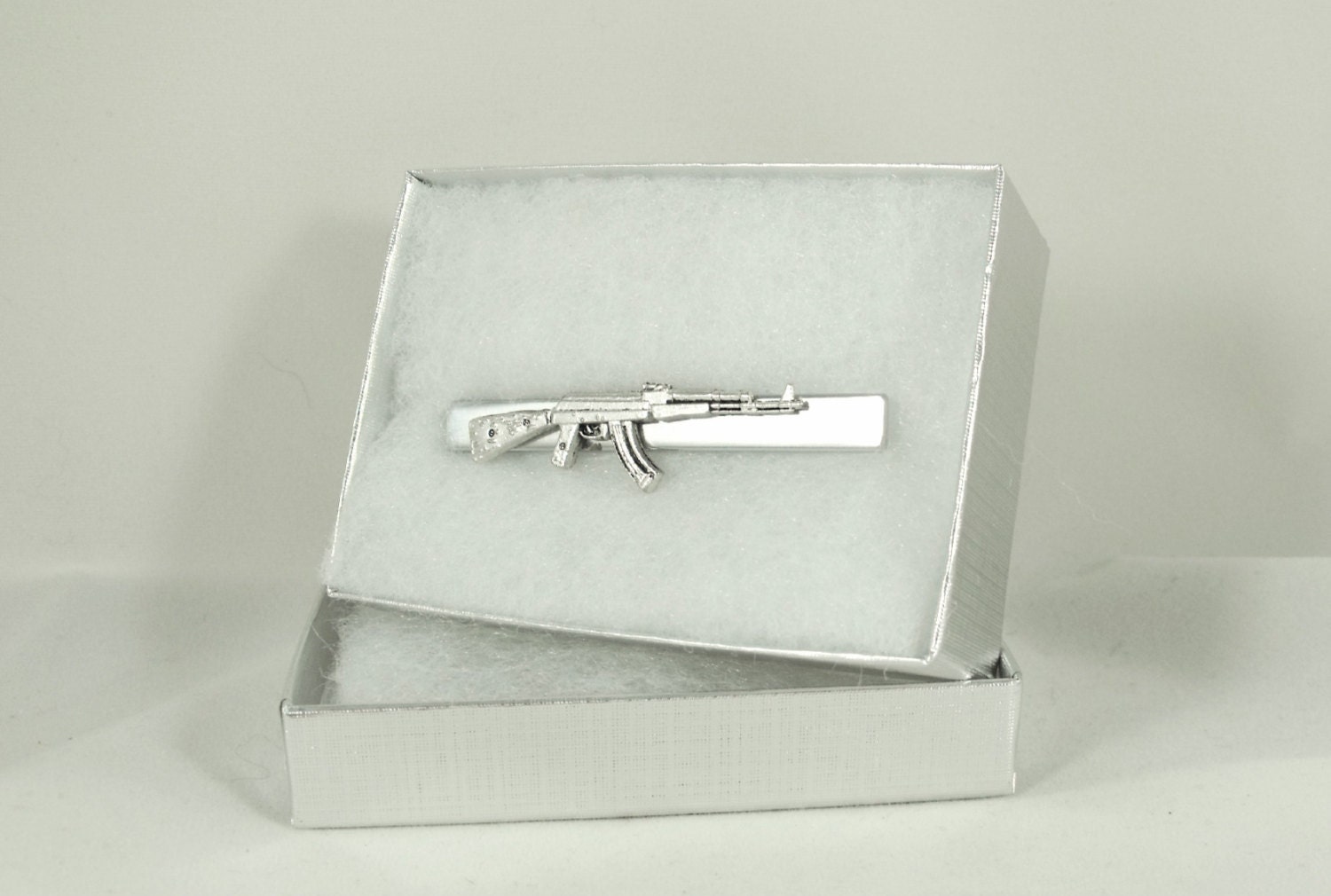 Tie Bar Tie Clip Silver Assault Rifle AK-47 Mens Accessories - Etsy
