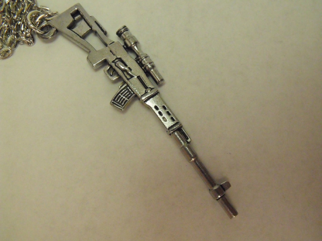 Silver Pendant Necklace, Fallout Sniper Rifle Necklace Mens Gift ...