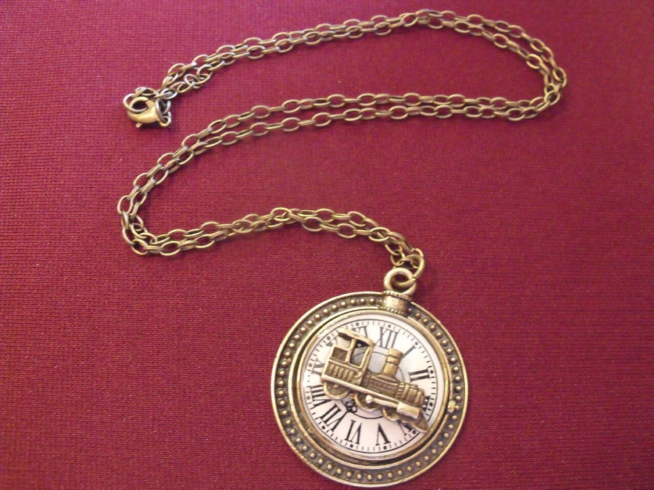 Bronze Pendant Necklace Steampunk Crazy Train Clock Face | Etsy
