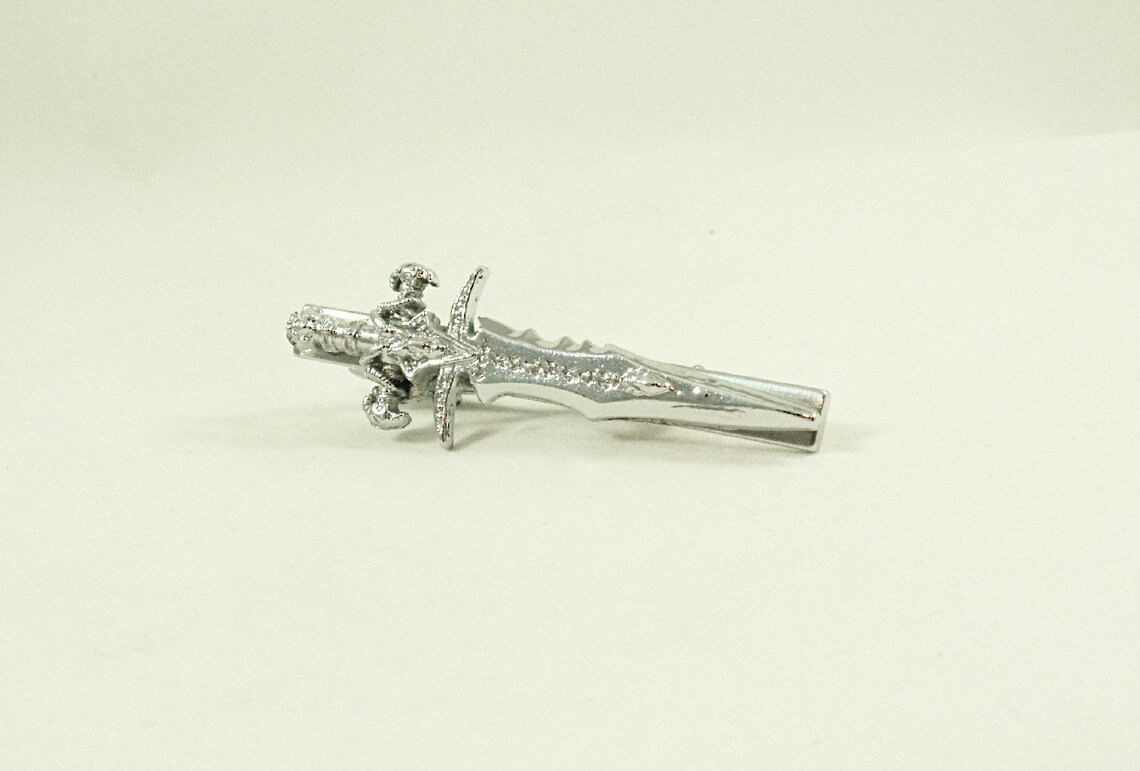 Tie Clip Tie Bar Large Silver Sword Pendant Mens | Etsy