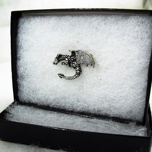 Dragon Tie Tack or Lapel Pin White/ Clear Rhinestones Facing - Etsy