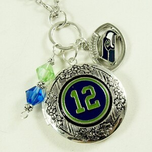 Silver Locket Necklace, 12th Man Inspired Seattle Seahawks Locket With ...