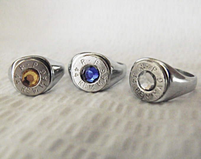 Signet Bullet Ring 44 Magnum Nickel Size 11 Mens Womens Gift Handmade ...