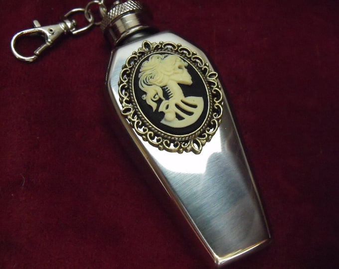 Flask Key Chain Coffin Flask With Lolita Cameo 1 Ounce - Etsy