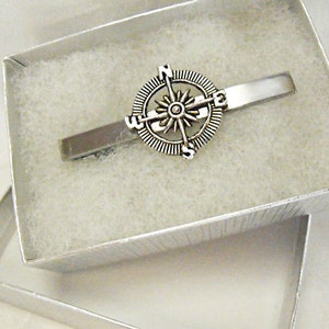 Tie Bar Tie Clip, Mens Silver Nautical Compass Mens Accessories - Etsy