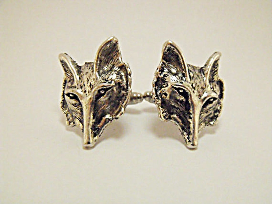 Mens Silver Cufflinks Fox or Wolf Face Cufflinks Mens - Etsy
