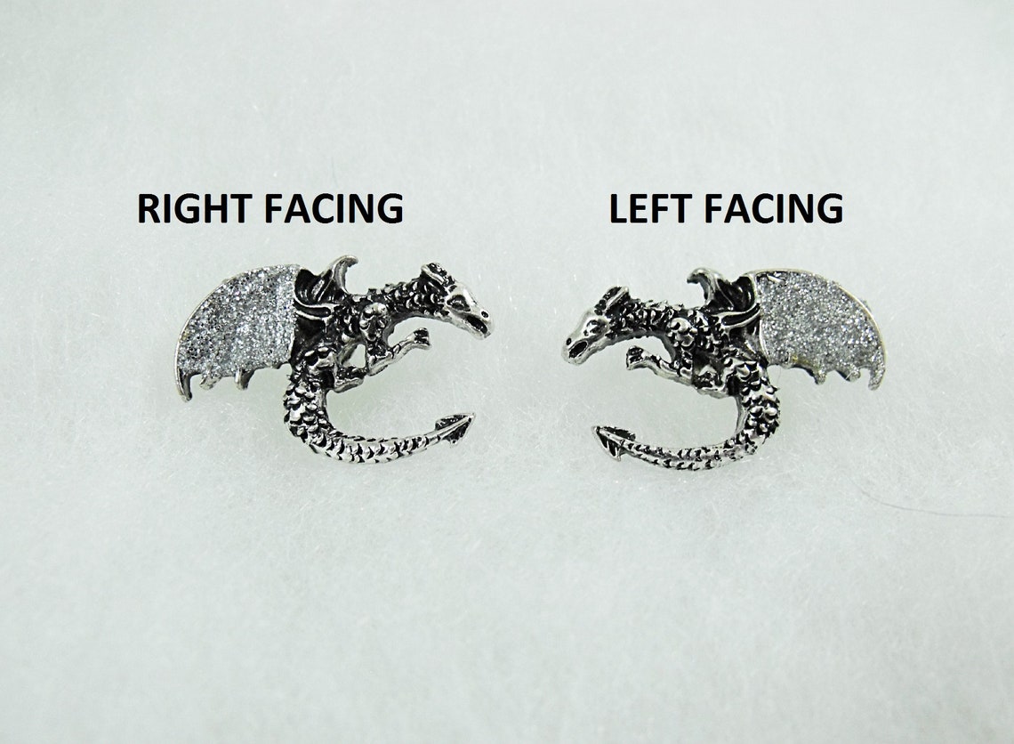 Dragon Tie Tack or Lapel Pin White/ Clear Rhinestones Facing - Etsy