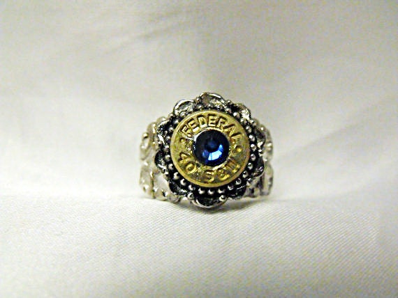 Bullet Ring 40 Caliber With Deep Blue Crystal Rhinestone - Etsy