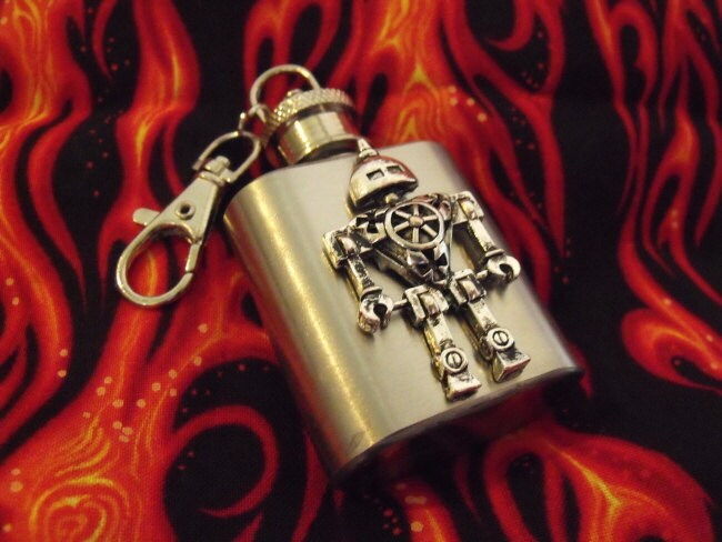 Flask Mini Keychain Steampunk Scifi Robot 1 Ounce Mens - Etsy