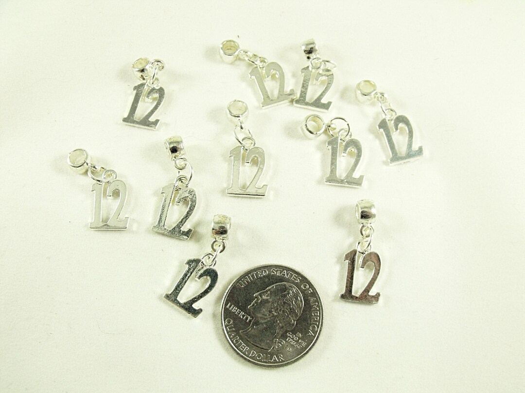 Number 12 12th Man Charms Silver With Bails Lot of 10 - Etsy