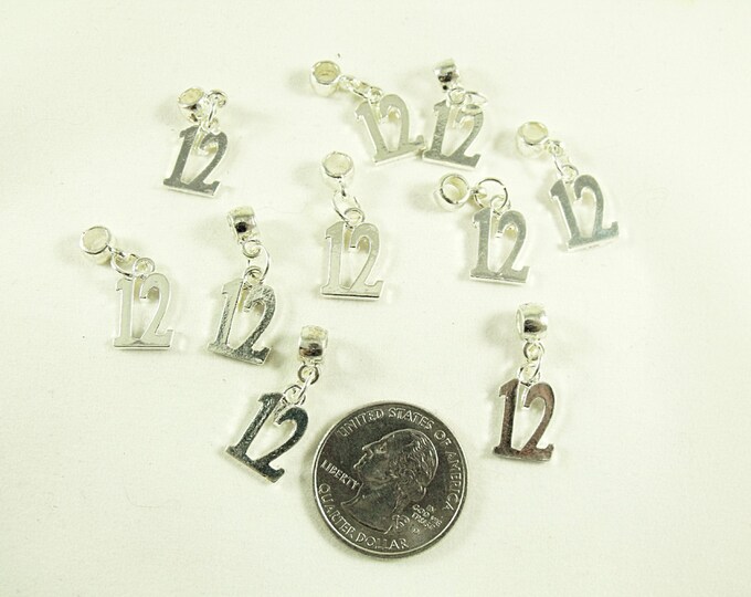 Number 12 12th Man Charms Silver With Bails Lot of 10 - Etsy