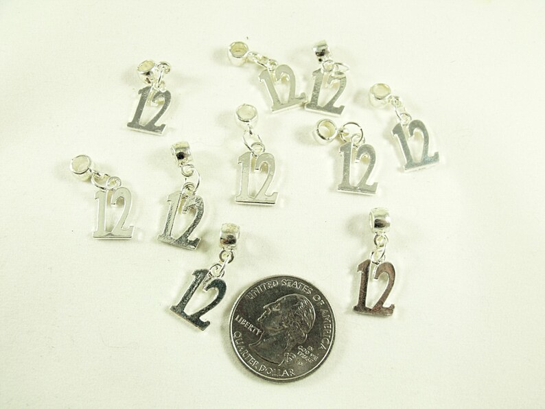 Number 12 12th Man Charms Silver With Bails Lot of 10 - Etsy
