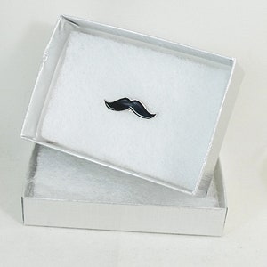 Tie Tack or Lapel Pin Small Silver and Black Enamel Mustache - Etsy