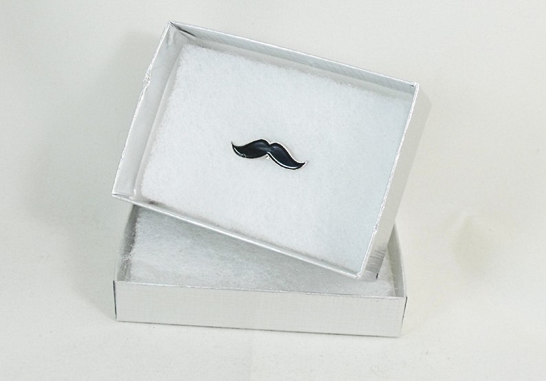 Tie Tack or Lapel Pin Small Silver and Black Enamel Mustache - Etsy