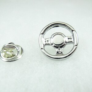 Tie Tack Lapel Pin Silver Sports Car Steering Wheel - Etsy
