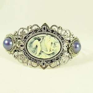 Silver Cameo Cuff Bracelet Mermaid Cameo With Pearls Cuff - Etsy