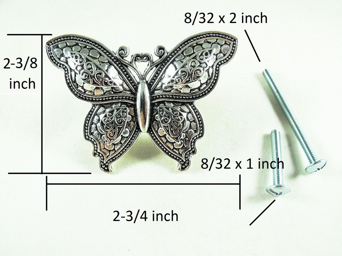 Silver Butterfly Drawer Pull Handmade Home Decor Improvement | Etsy