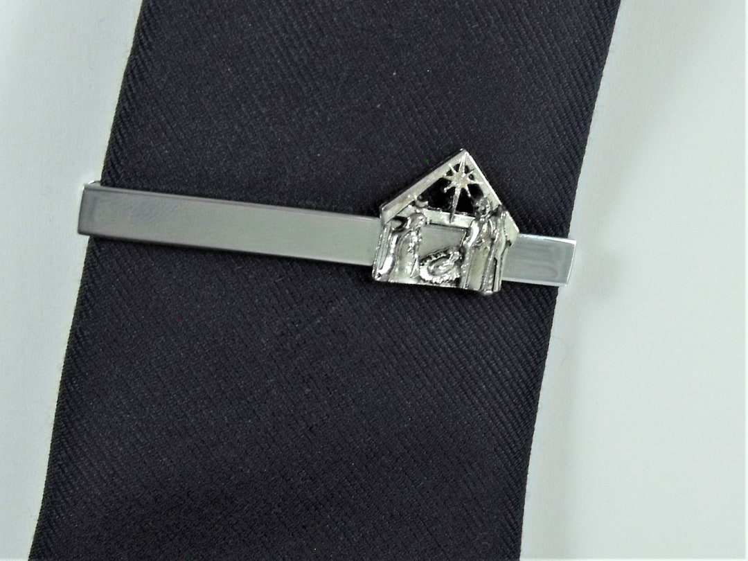 Nativity Scene Tie Clip Silver, Men's Women's Gift Handmade - Etsy