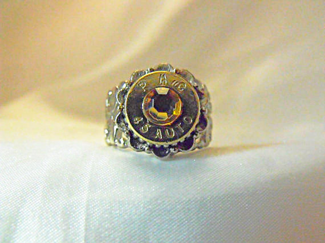 Bullet Ring 45 Caliber With Swarovski Carmel Colored Crystal - Etsy