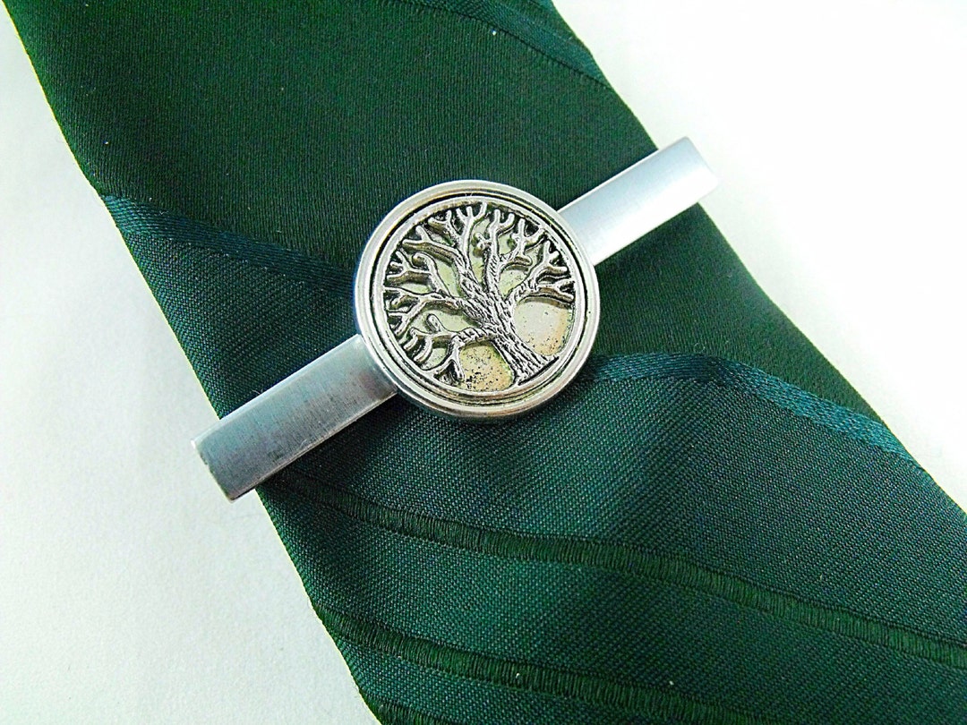 Tie Bar Tie Clip Silver Celtic Tree of Life Framed Mens - Etsy