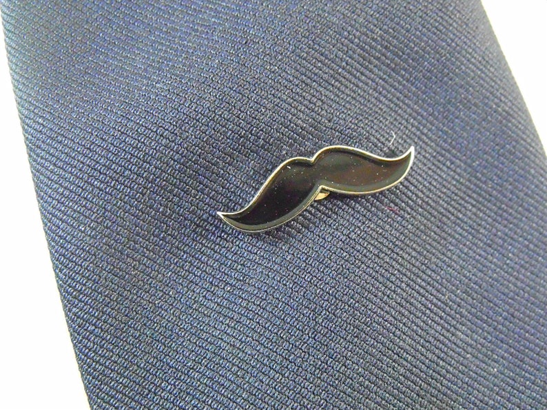 Tie Tack or Lapel Pin Small Silver and Black Enamel Mustache - Etsy