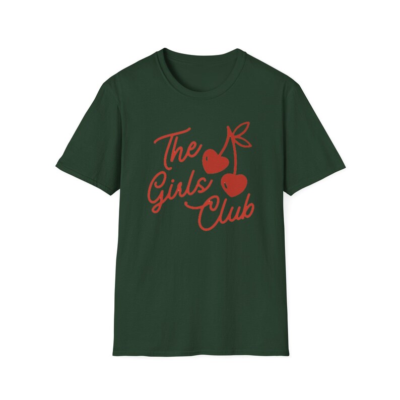 The Girls Club Cherry Graphic T-shirt | Retro Script, Red Cherries ...