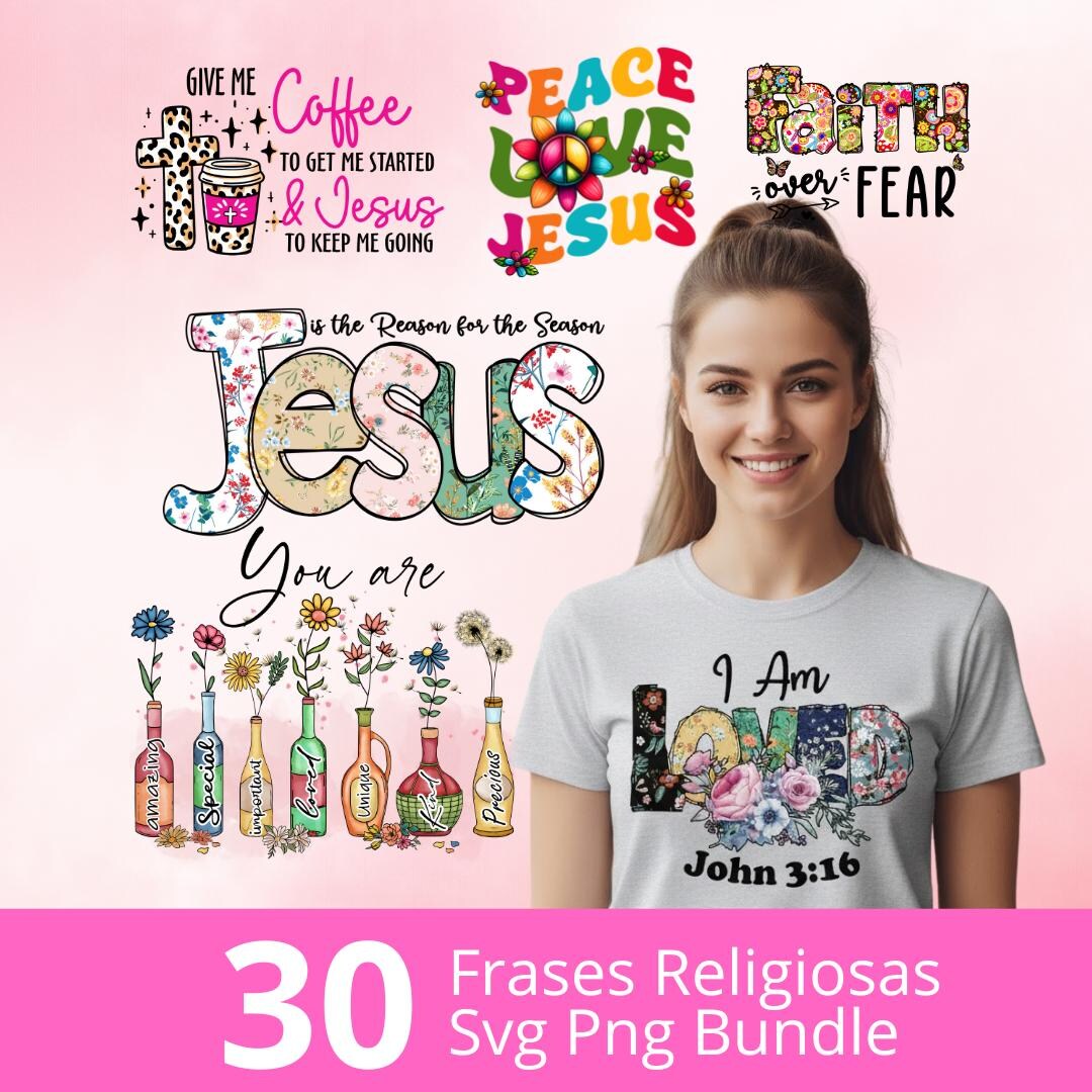30 Religious Phrases SVG Bundle, Biblical Phrases, Faith Moves ...