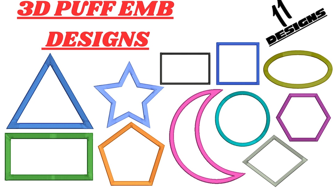 3D Puff Embroidery Designs Bundle | Digital Download | Puffy Foam ...
