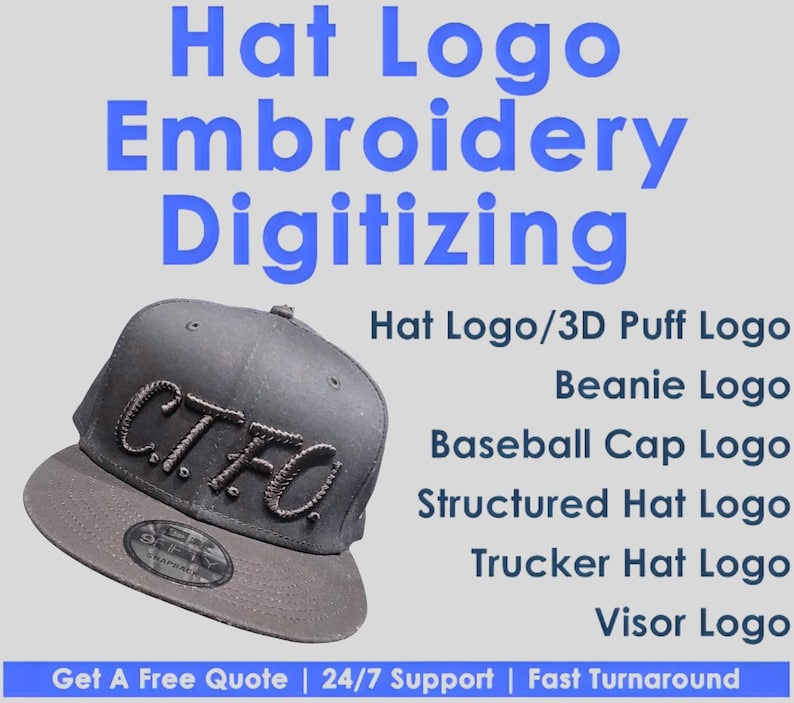 Custom Hat Logo Embroidery Digitizing | 3D Puff, Beanie, Trucker & Cap ...