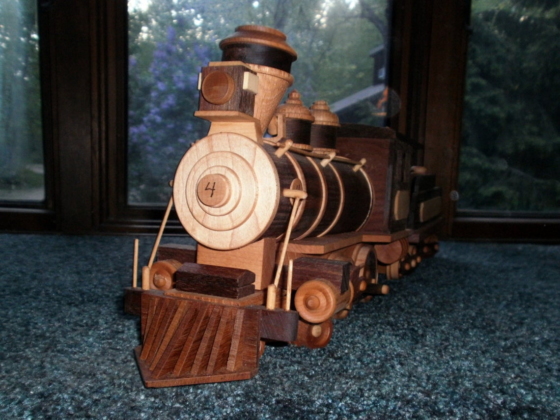Wooden Steam Engine and Tender Handcrafted Collectible - Etsy