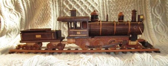 Wooden Steam Engine and Tender Handcrafted Collectible - Etsy