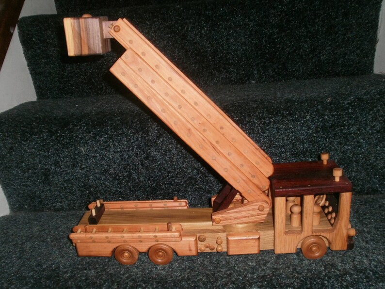 Hook N Ladder Fire Truck Handcrafted Wooden - Etsy