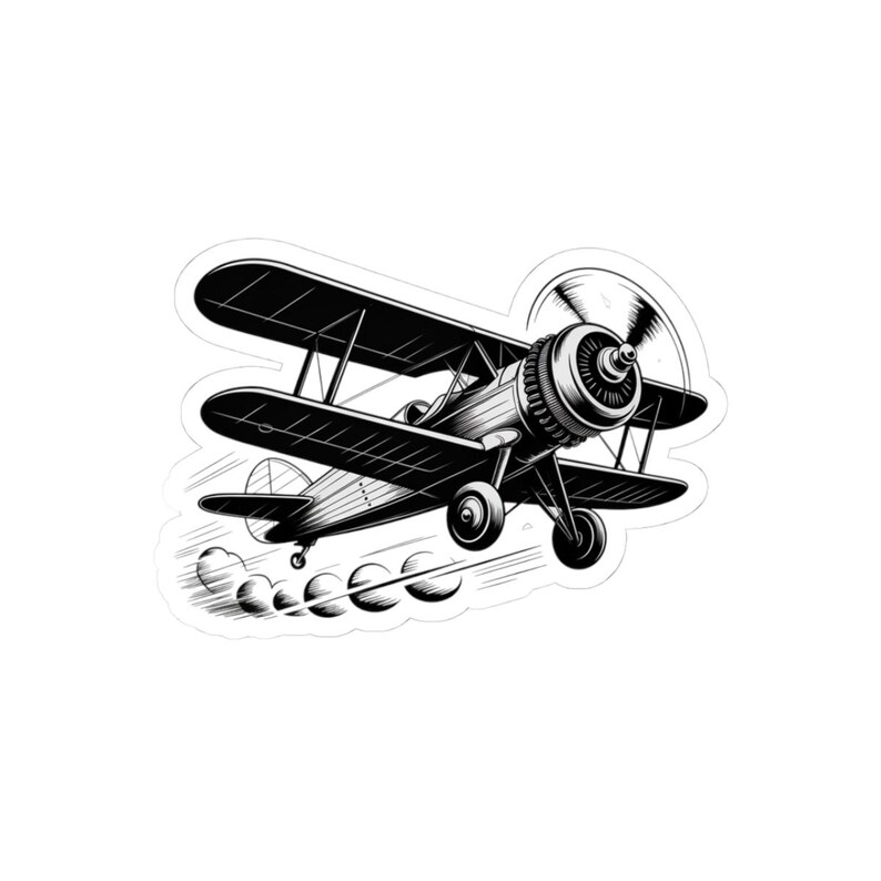 Vintage Biplane Illustration Kiss-cut Stickers | Retro Airplane Decal ...