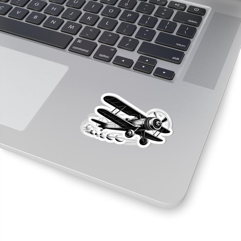 Vintage Biplane Illustration Kiss-cut Stickers | Retro Airplane Decal ...