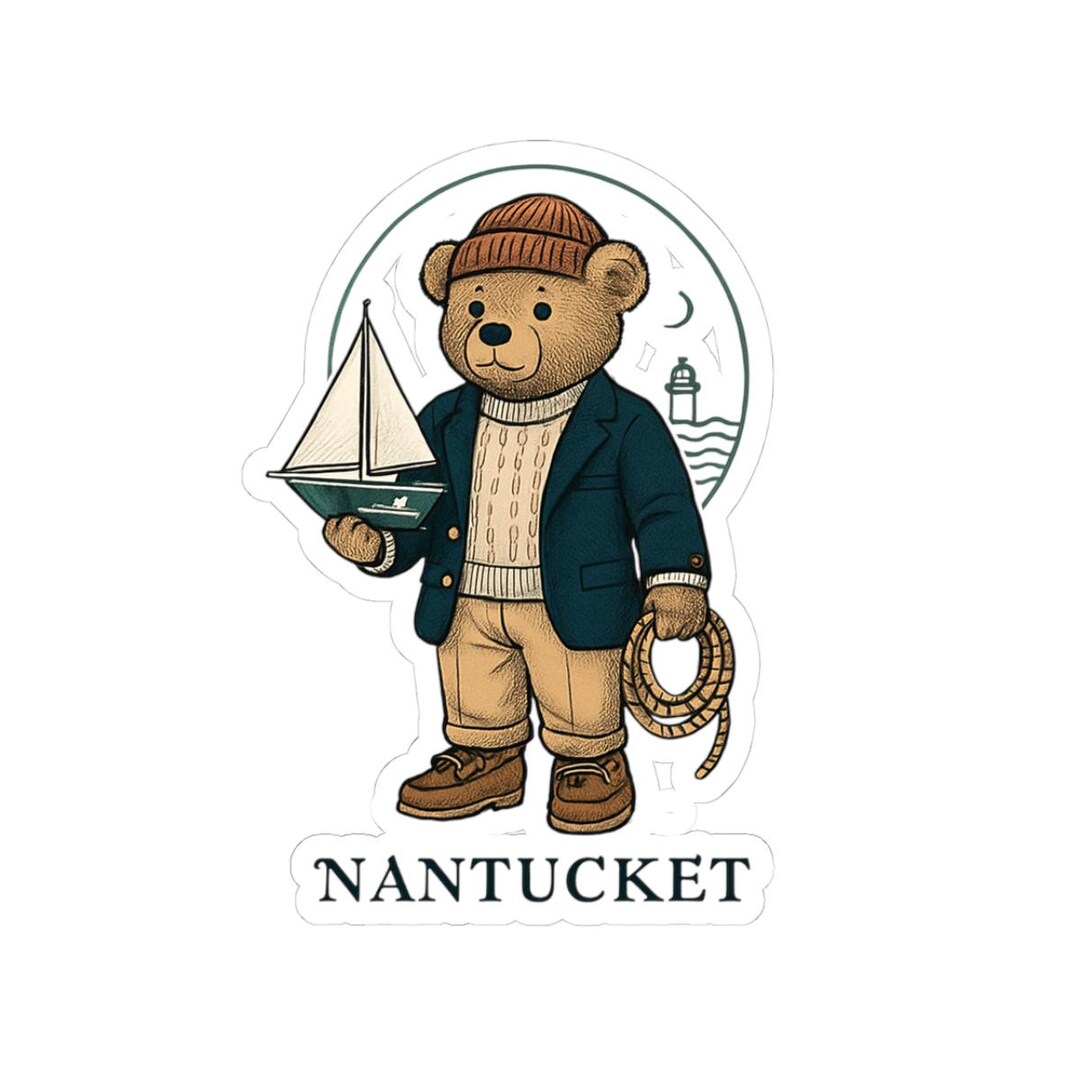 Nantucket Bear Sticker: Nautical Preppy Decal - Etsy