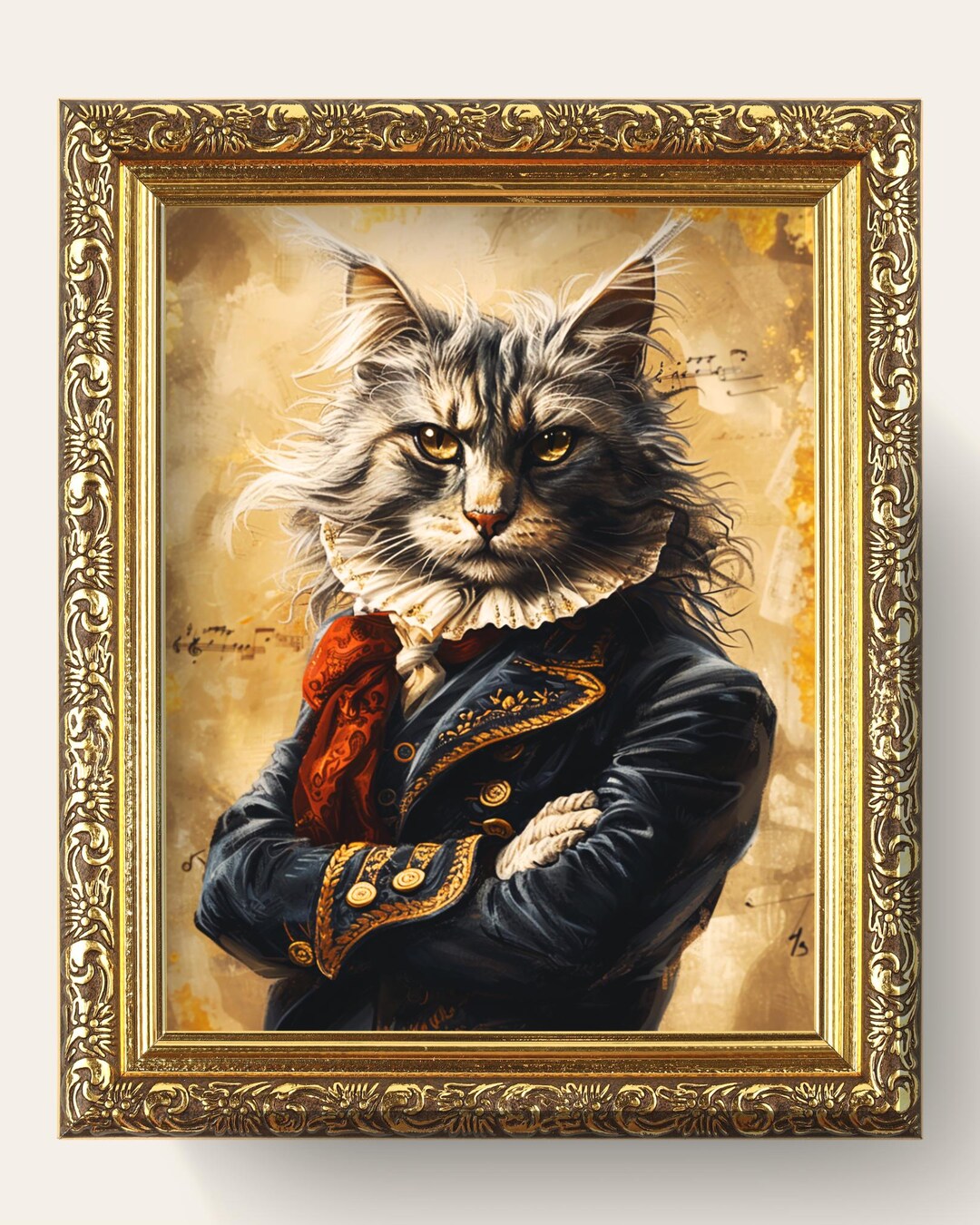Beethoven Cat Portrait – the Maestro Feline in Classical Attire ...