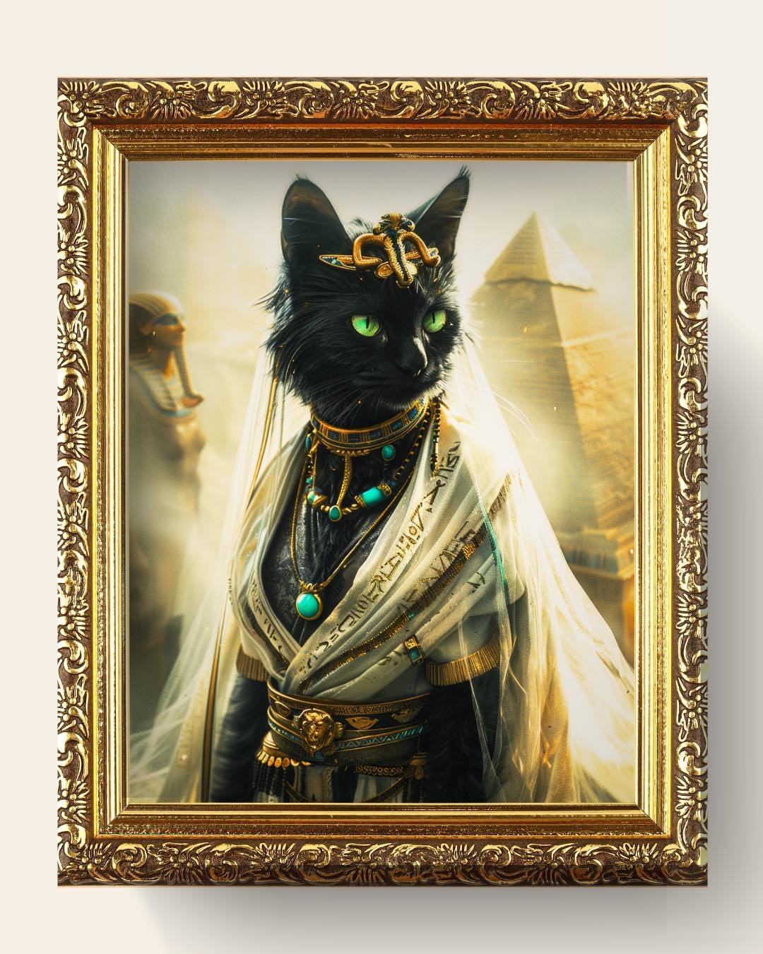 Cleopatra Cat Queen of the Nile – Egyptian Feline Goddess Wall Art ...
