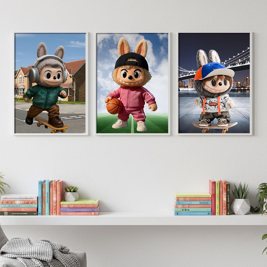Labubu Style Hypebeast Skateboard Basketball Sports Room Decor Set - Etsy