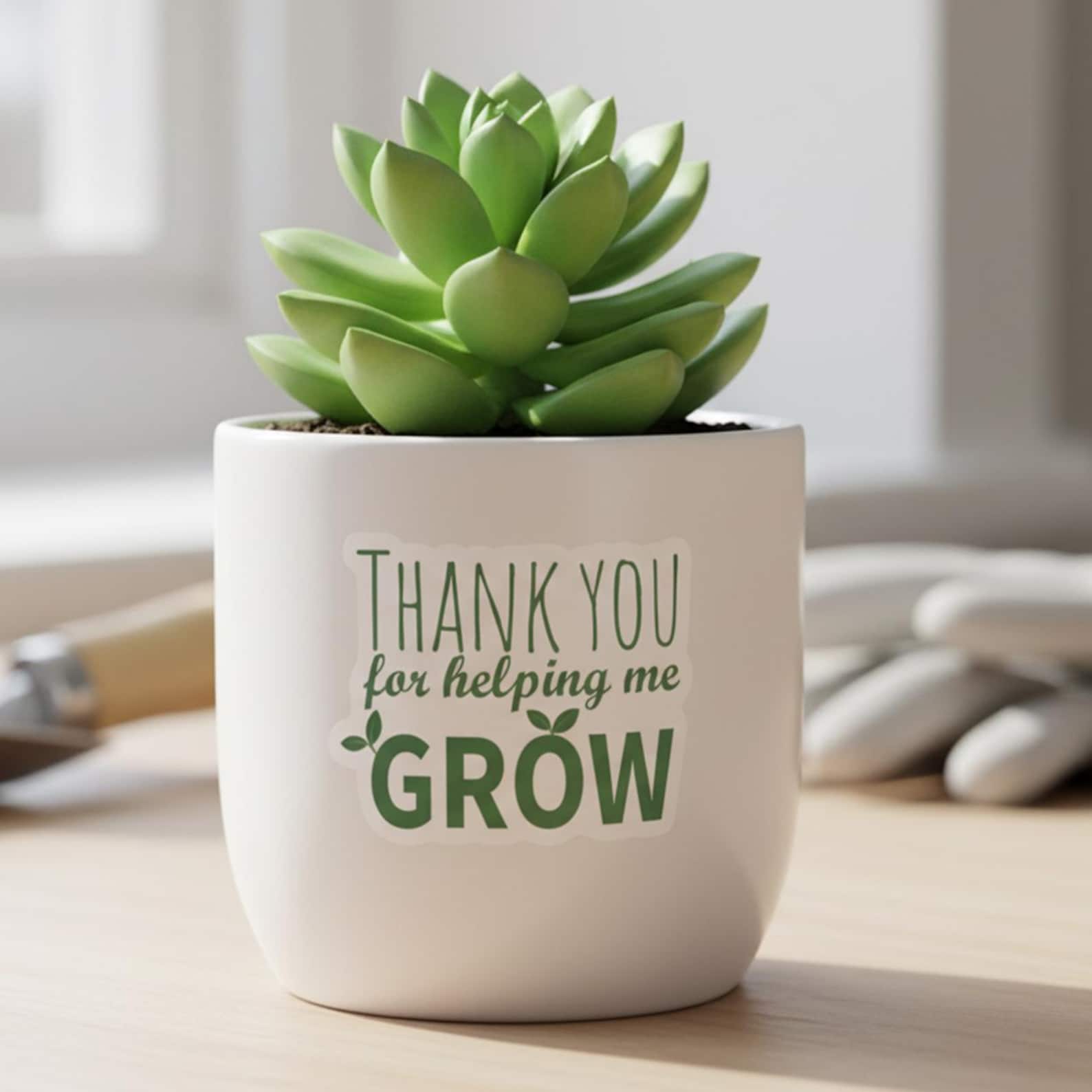 Small Plant Pot Sticker, Thank You for Helping Me Grow, Plant Pot Label ...