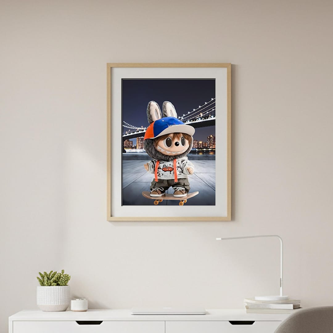 Labubu Style Night Skater City Bridge Hypebeast Digital Art Print ...