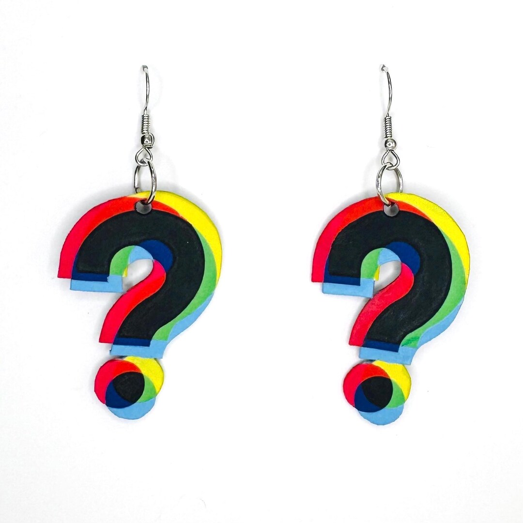 Colorful CMYK Question Mark Earrings (because Seriously, WTF) - Etsy