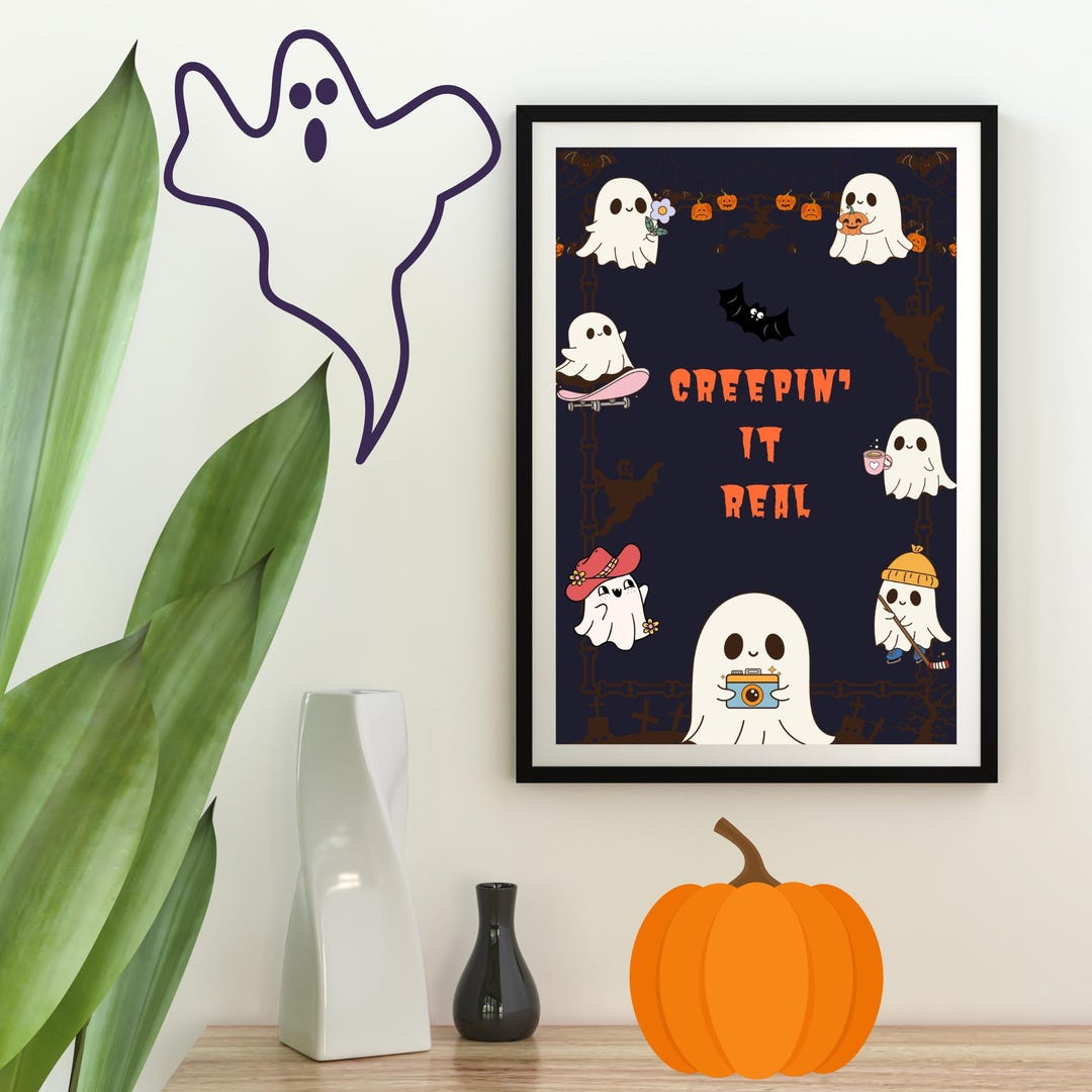 Creepin’ It Real Printable – Halloween Wall Art, Cute Ghost Decor ...