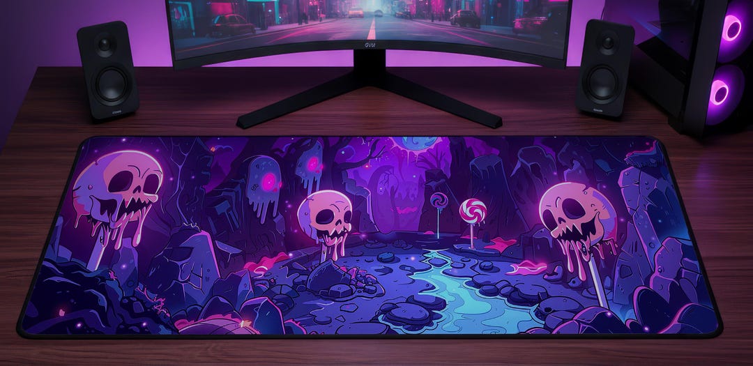 Gothic Kawaii Gaming Desk Mat XL, Candy Necromancer Mouse Pad, Dark ...